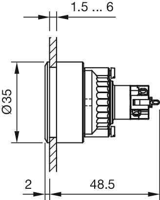 Indicator, Series 14, Ø 35 mm, Flush, IP67, Soldering terminal | K14 ...